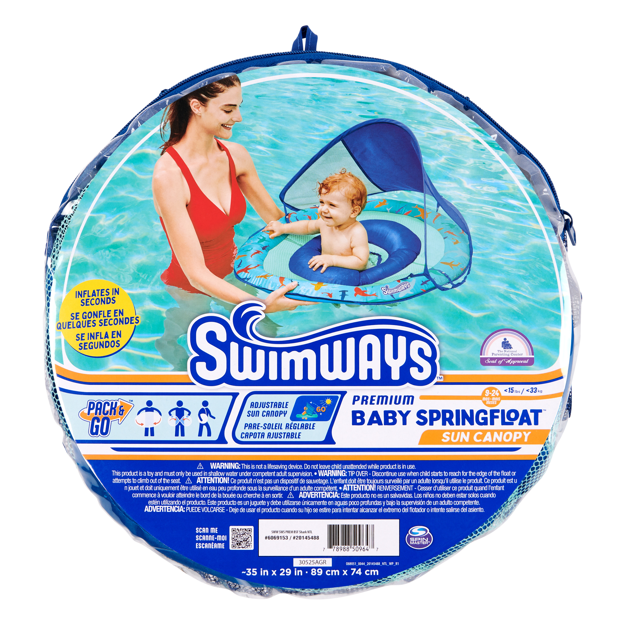 Swimways Sun Canopy Inflatable Baby Spring Float for Kids 9-24 Months ...