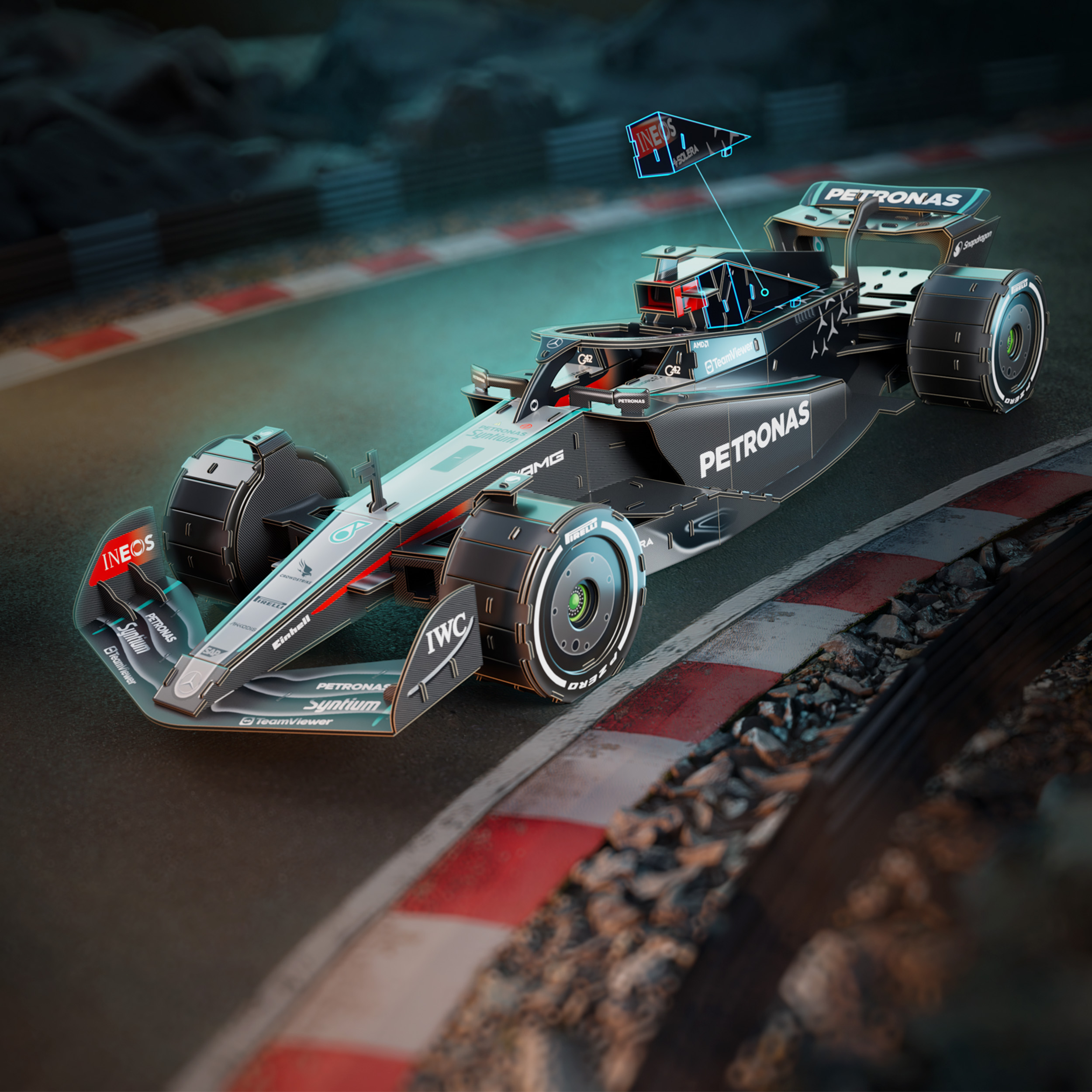 4D Build, Mercedes-AMG F1 W15 3D Puzzle Model Kit with Stand, 153 Pcs ...
