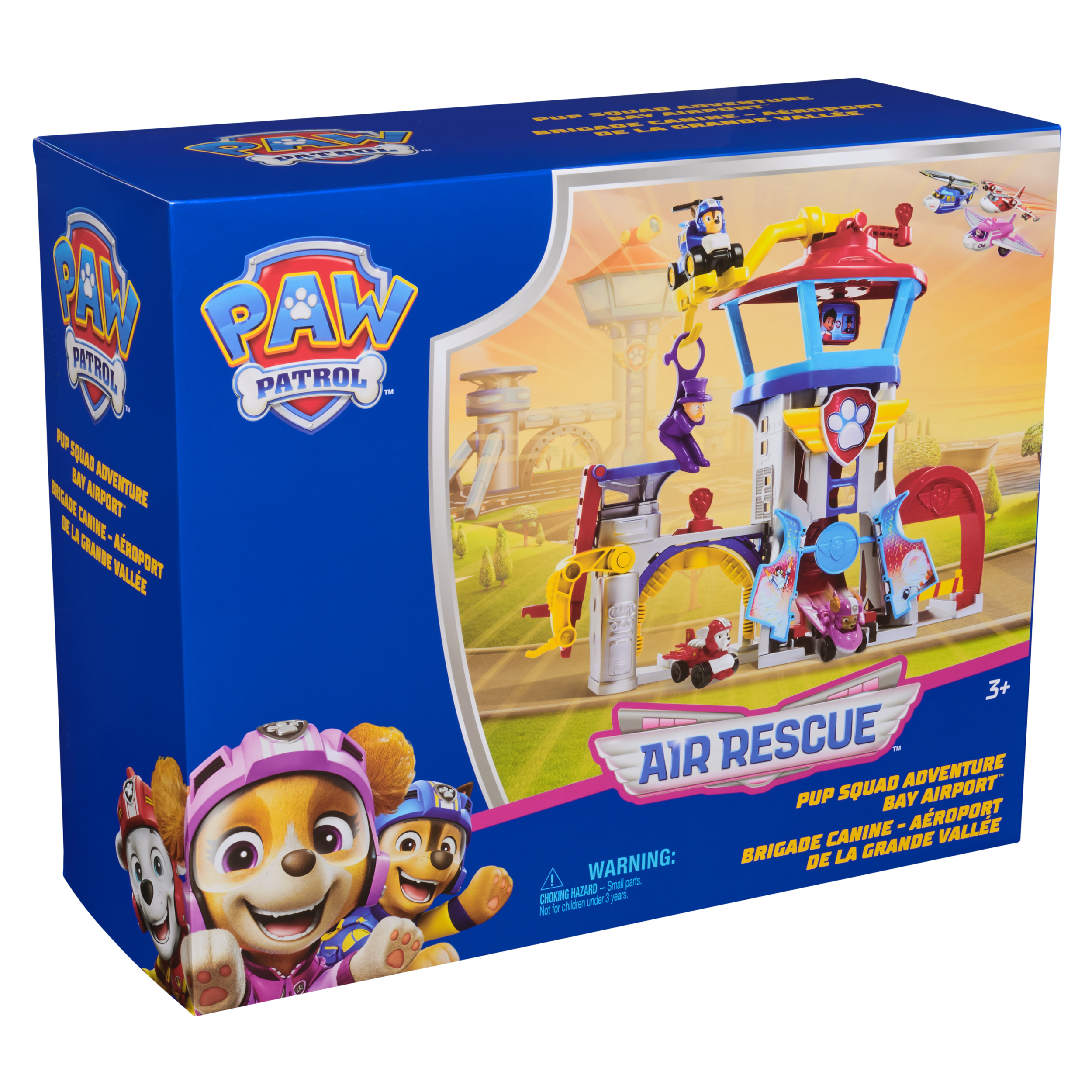 PAW Patrol Air Rescue Pup Squad Adventure Bay Airport Playset with Chase Toy Car PAW Patrol Vehicle Launcher Kids Toys for Boys and Girls 3 Spin Master